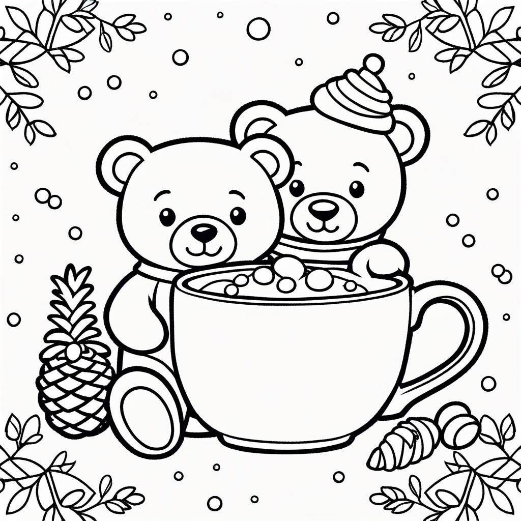 Teddy Bear Coloring Page, Christmas Coloring Page, Pumpkin Spice ...