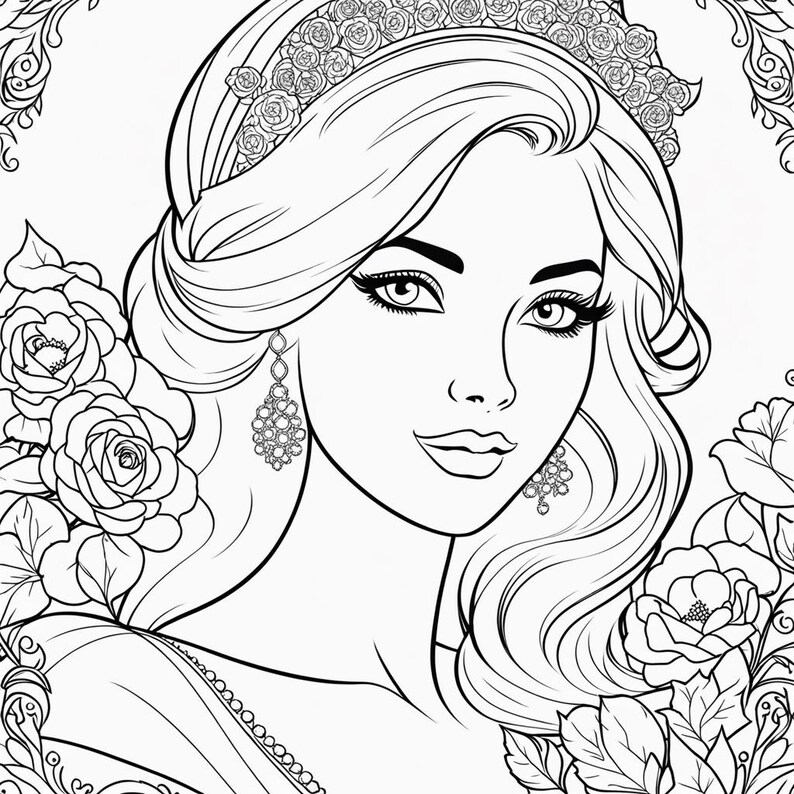 Portrait Coloring Page, Girl Portrait, Beautiful Women Coloring, Pretty ...