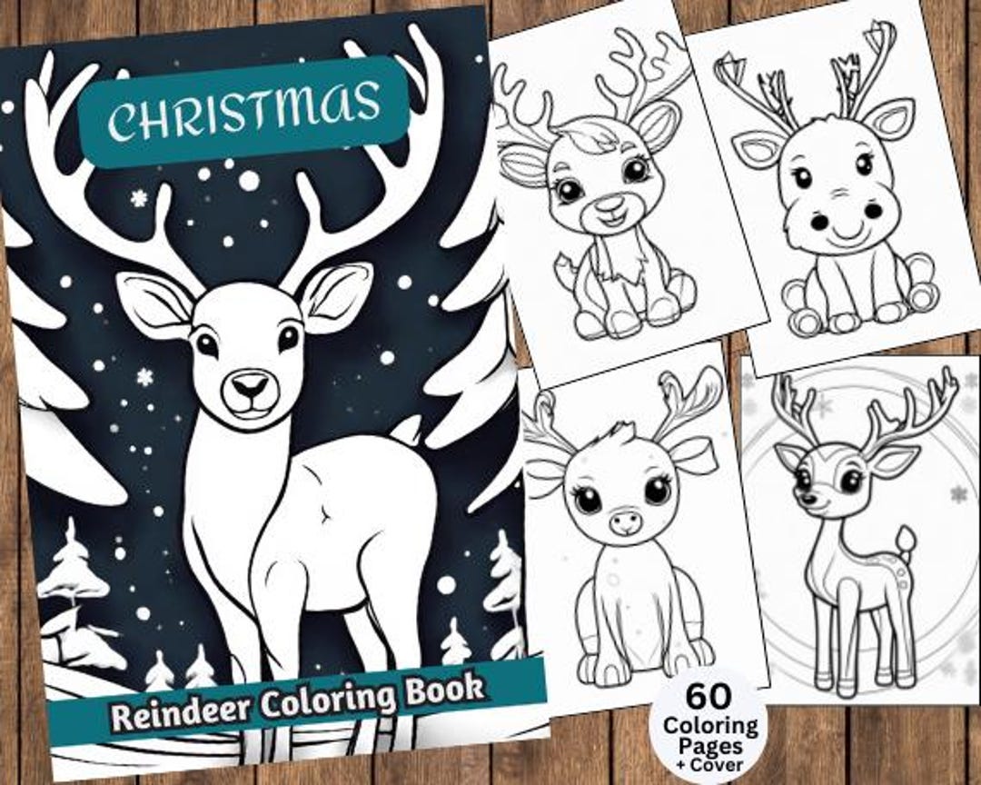 Reindeer Coloring Pages, Reindeer Coloring Book, Christmas Coloring ...