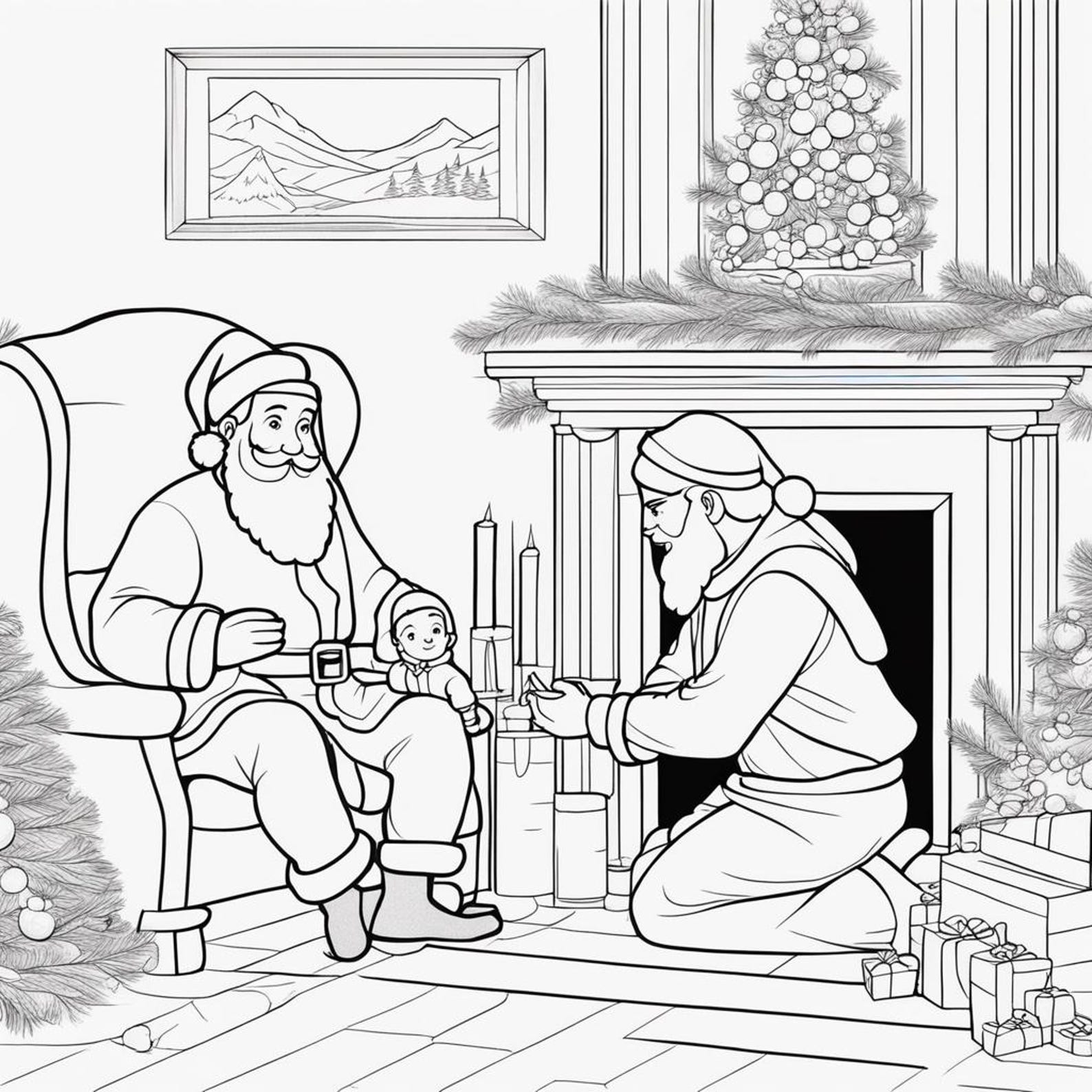 Santa Coloring Pages, Christmas Coloring Pages, Christmas Printable ...