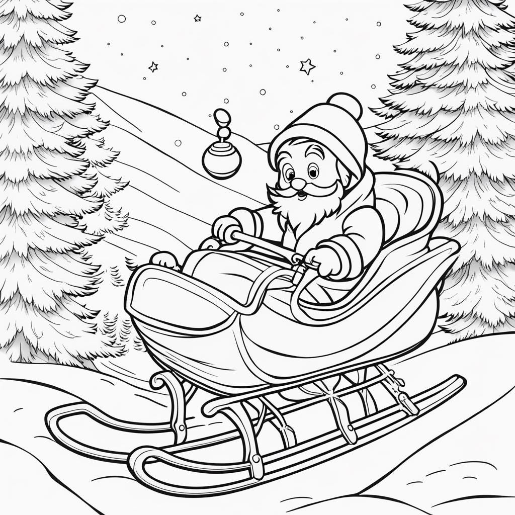 Santa's Sleigh Coloring Page, Santa Sleigh Coloring, Sleigh Coloring ...