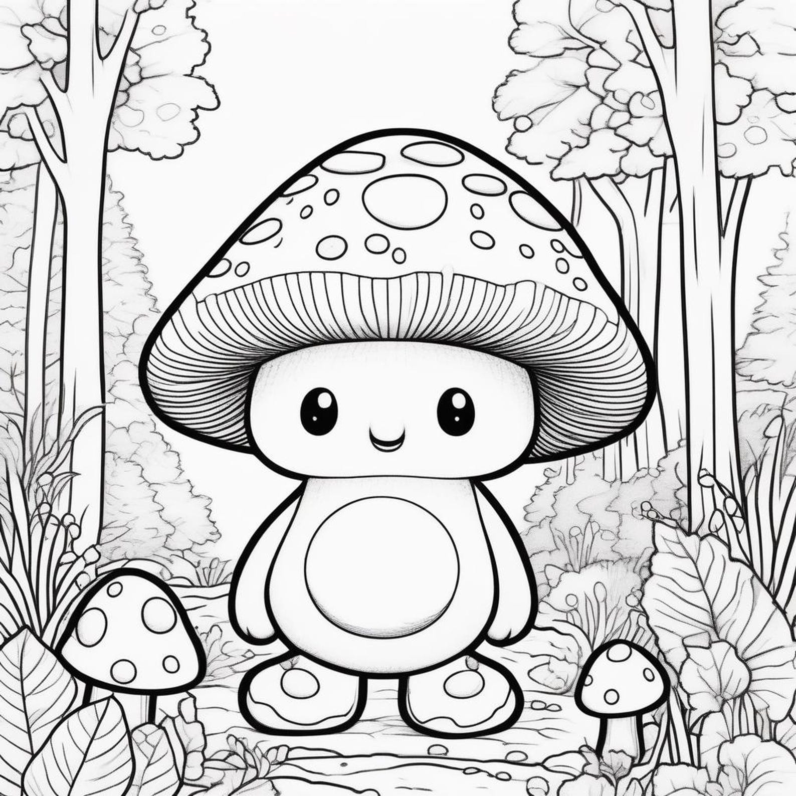Kawaii Mushrooms Coloring, Mushroom Coloring, Mushroom Coloring Pages ...