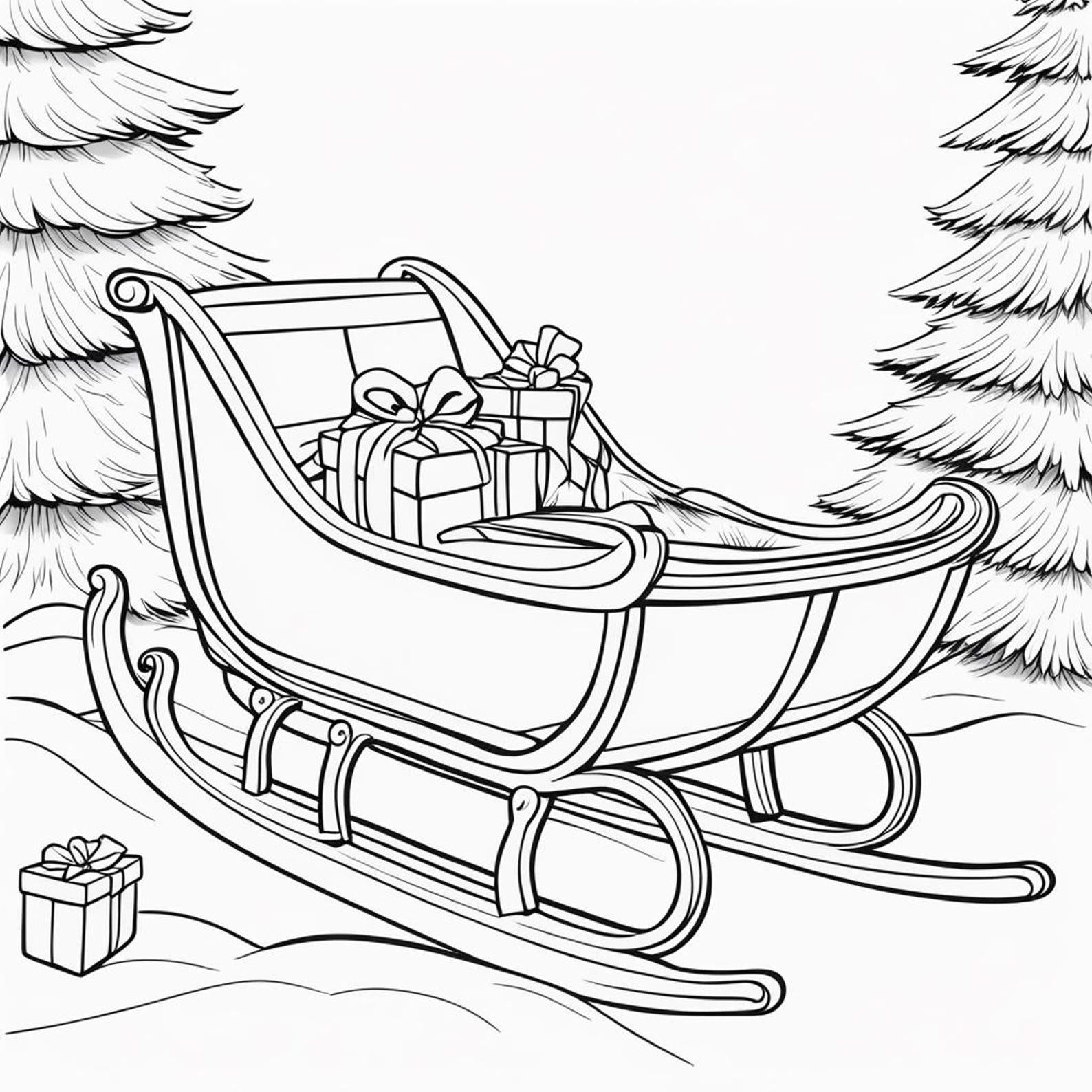 Santa's Sleigh Coloring Page, Santa Sleigh Coloring, Sleigh Coloring ...