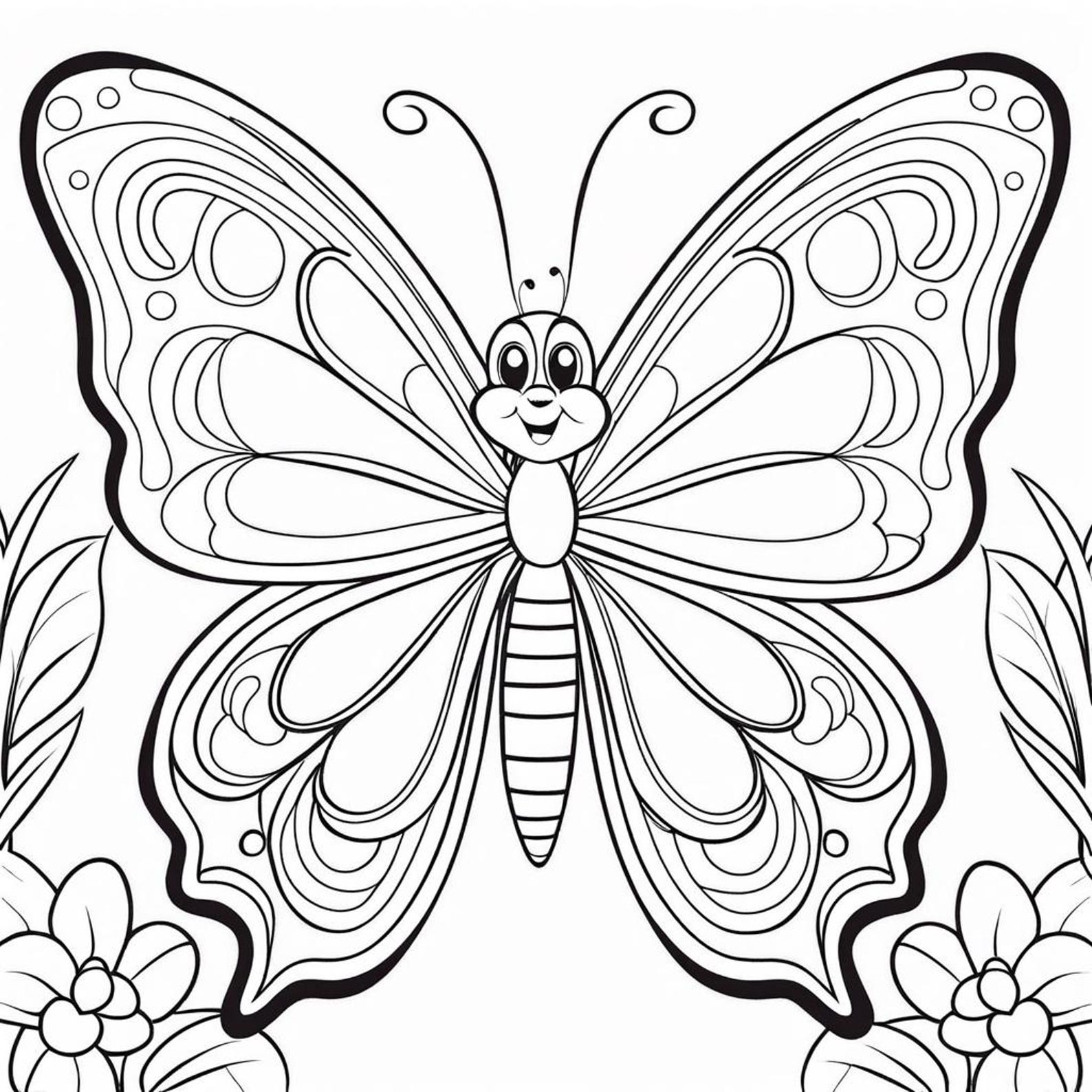 Floral Butterfly Coloring Pages, Flower Butterfly Coloring Page ...