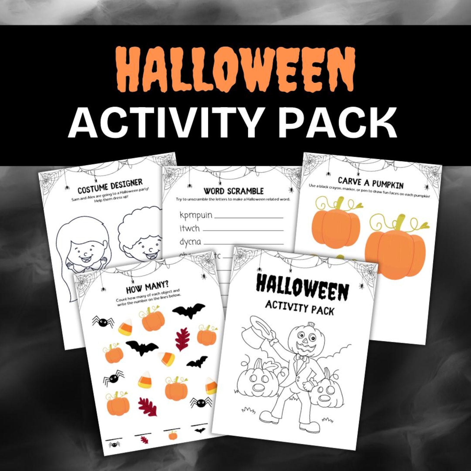 Halloween 15 Page Printable Bundle, Printable Kids Halloween Activity ...