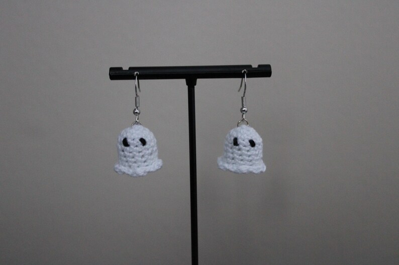 Handmade Crochet Ghost Earrings, Halloween, Spooky Season, Gift, Danity ...