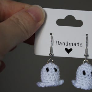 Handmade Crochet Ghost Earrings, Halloween, Spooky Season, Gift, Danity ...