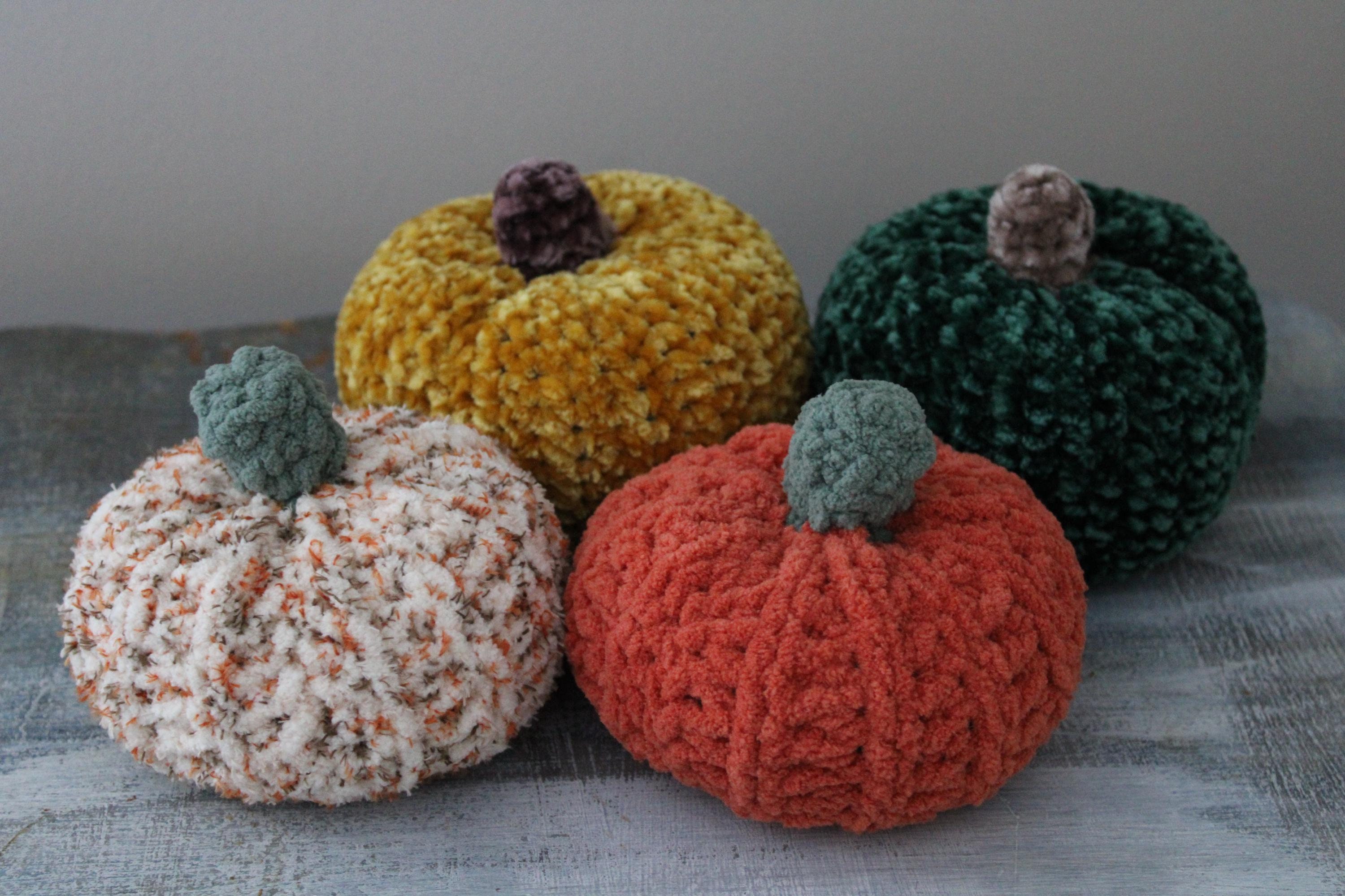 Handmade Crochet Velvet and Bulky Pumpkins, Fall Season, Home Decor ...