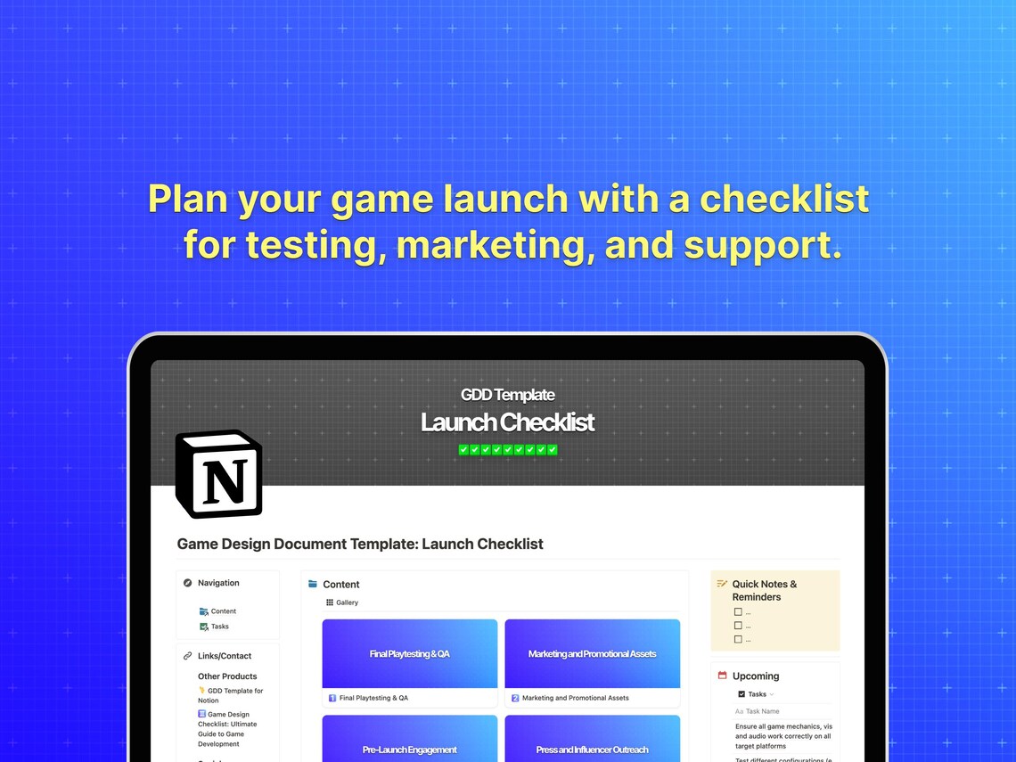 Notion Game Design Document Template for Indie Developers Easy Launch ...
