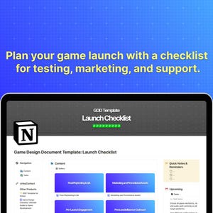 Notion Game Design Document Template for Indie Developers Easy Launch ...