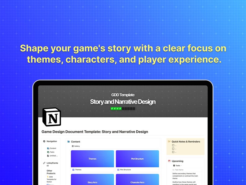Notion Game Design Document Template for Story & Narrative Plan Game ...