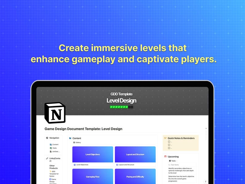 Notion Game Design Document Template for Level Design Organize Game Layouts, Mechanics, and ...