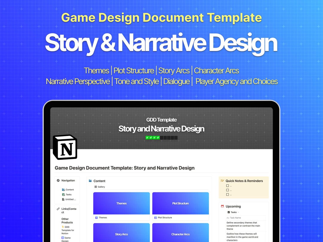 Notion Game Design Document Template for Story & Narrative Plan Game ...