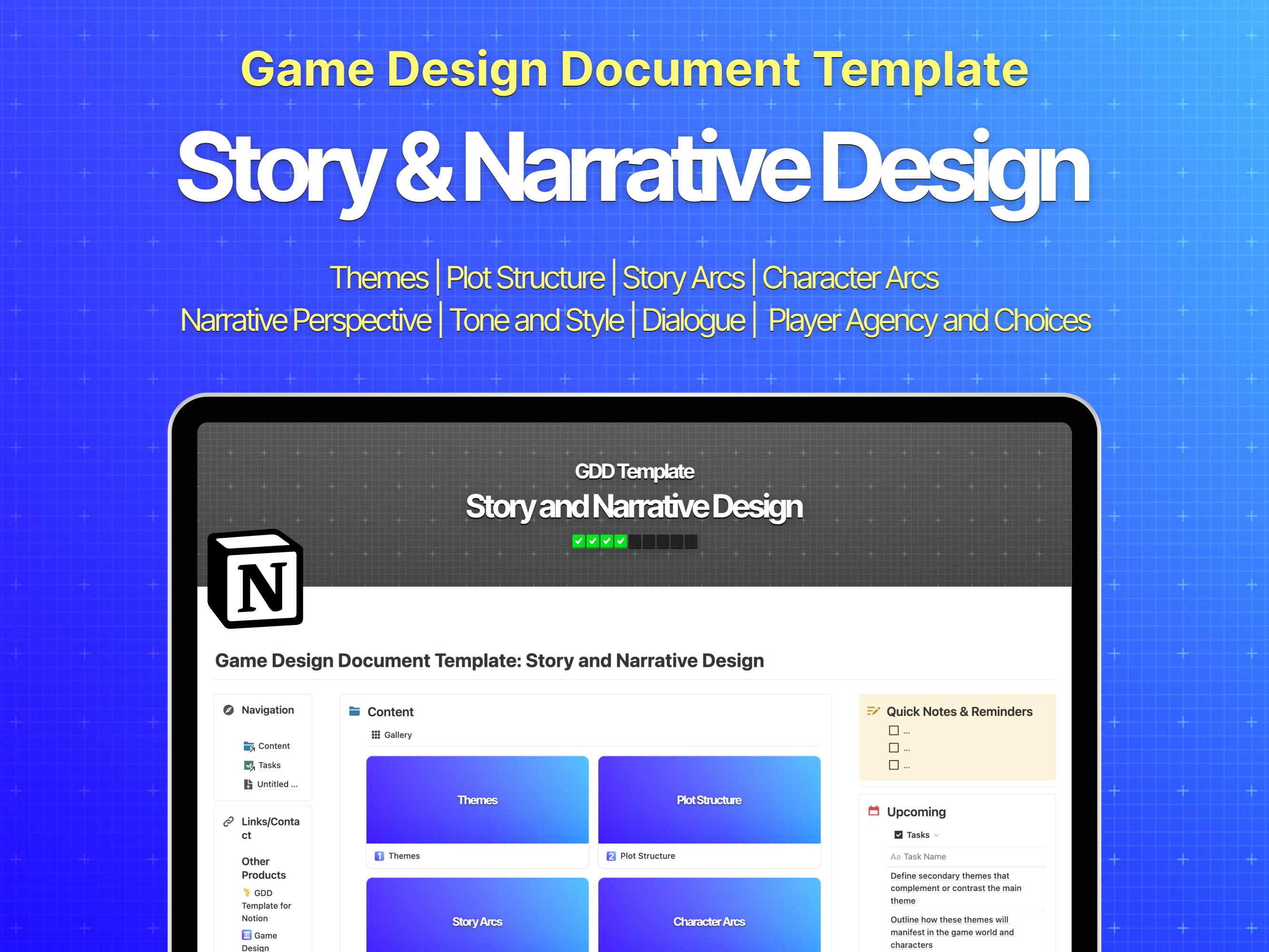 Notion Game Design Document Template for Story & Narrative Plan Game ...