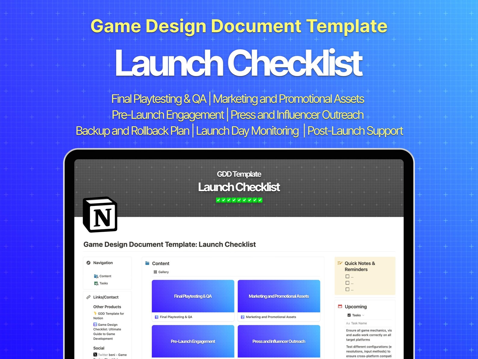 Notion Game Design Document Template for Indie Developers Easy Launch ...