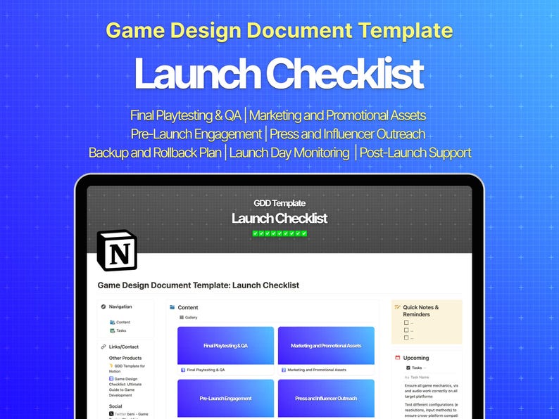Notion Game Design Document Template for Indie Developers Easy Launch ...