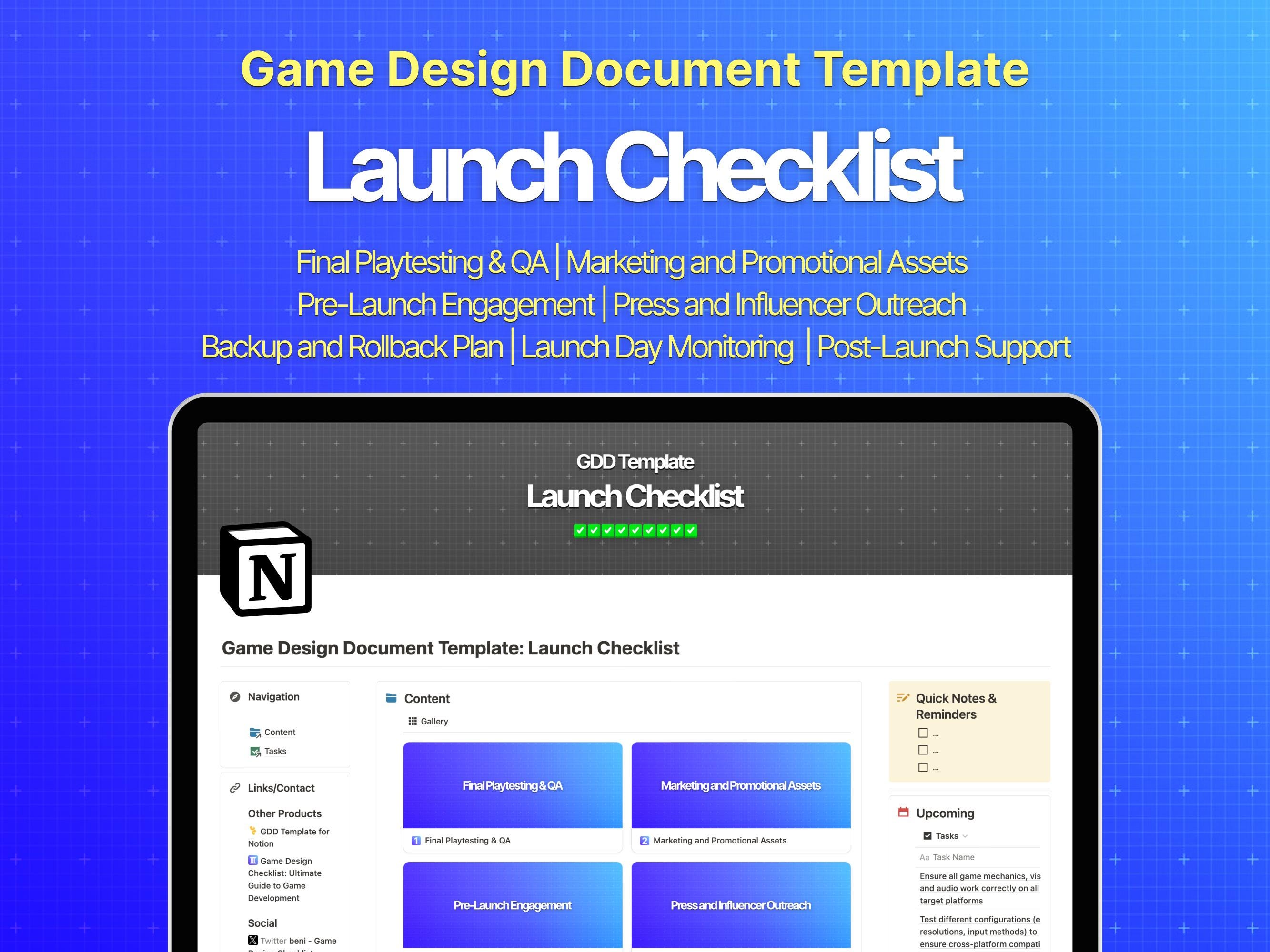 Notion Game Design Document Template for Indie Developers Easy Launch ...