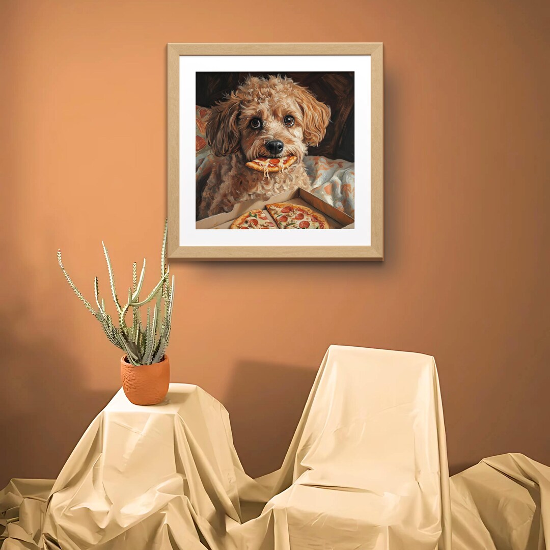 Digital Art Cute Dog Painting Holding Bone Custom Dog Art Print Pet ...