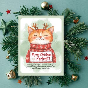 Set of 8 Cute Christmas Cat Cards | Cat-themed Holiday Cards ...