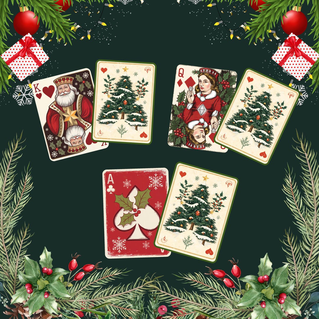 Christmas 52 Card Deck Digital Download | Bonus 5 Christmas Cards ...