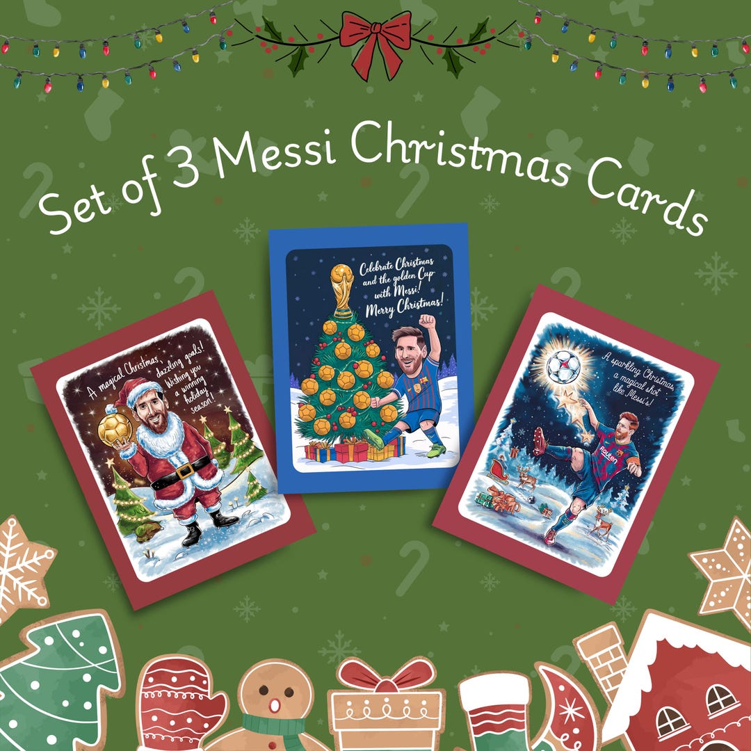 Set of 3 Messi Christmas Cards - Digital Download for Football Fans ...