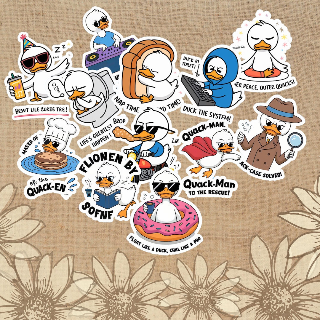 12 Funny Duck Stickers Duck Sticker Pack Digital Sticker Set for ...