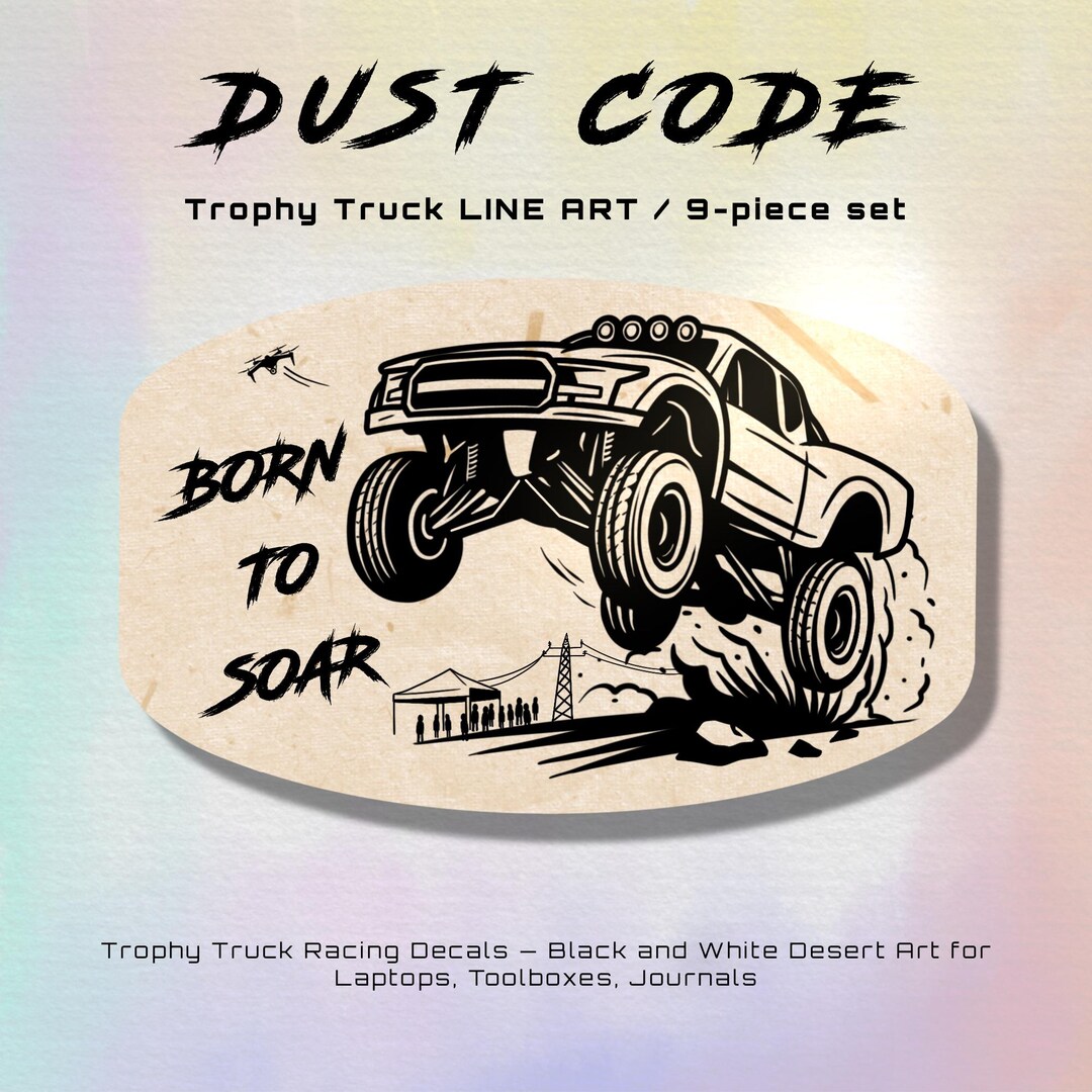Dust Code Off-road Racing Sticker -- Trophy Truck Desert Line Art, 9 ...