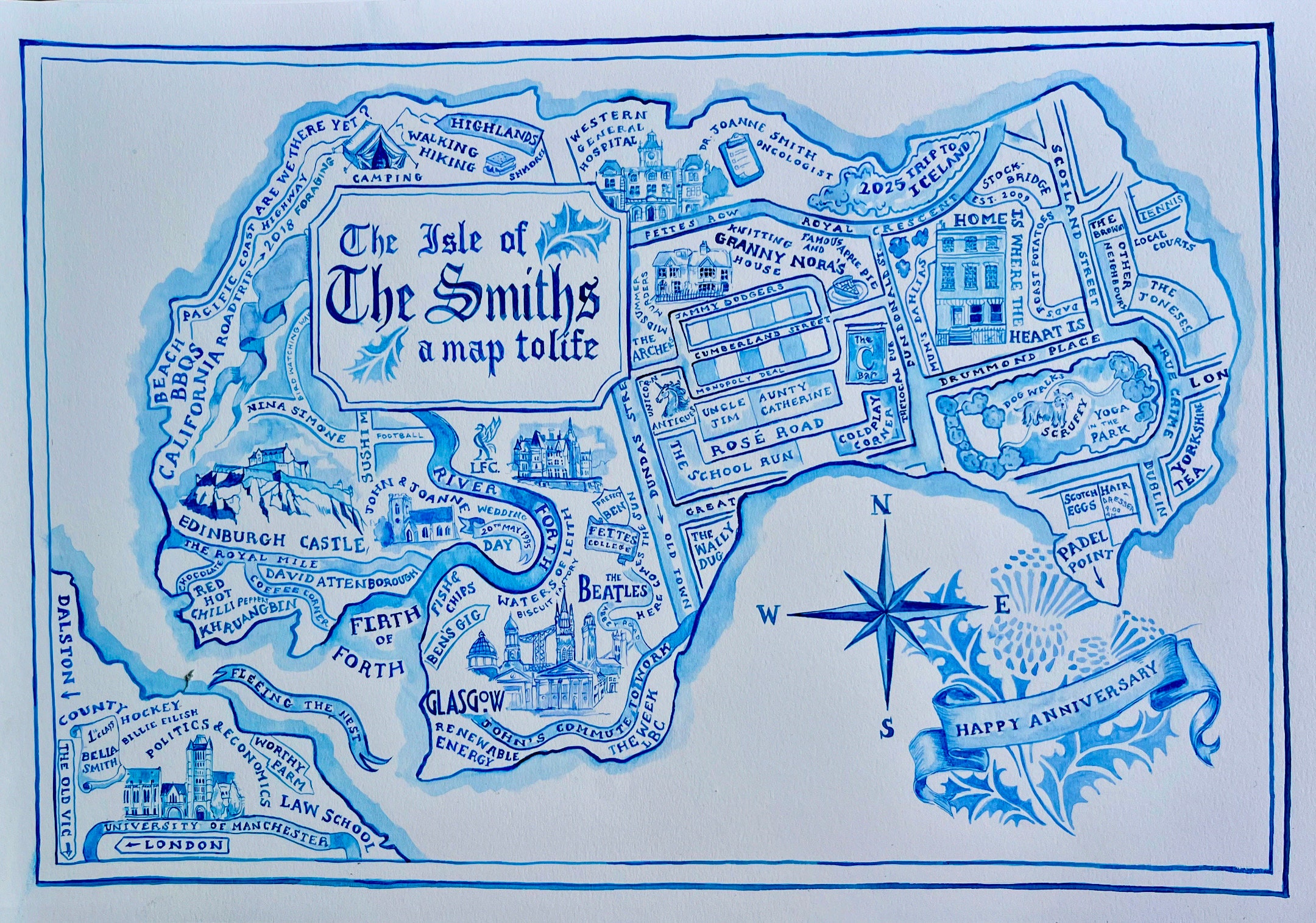 Personalised Hand Painted Maps - Etsy