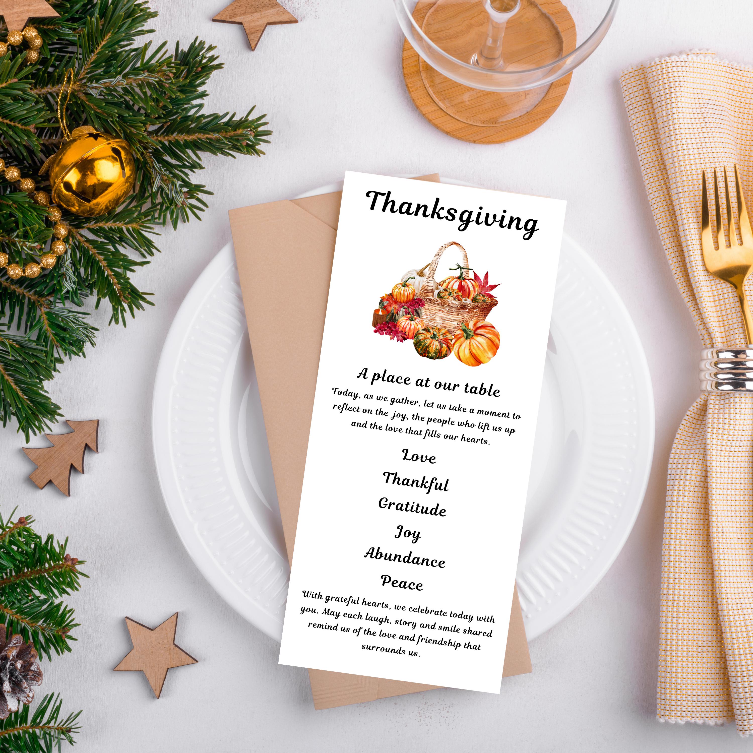 Thanksgiving Gratitude Table Card for Family and Friends Fall Autumn ...