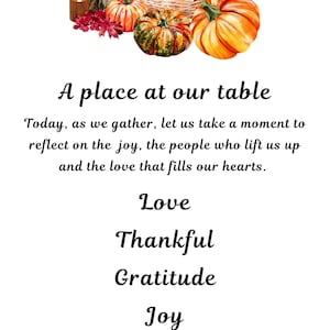 Thanksgiving Gratitude Table Card for Family and Friends Fall Autumn ...