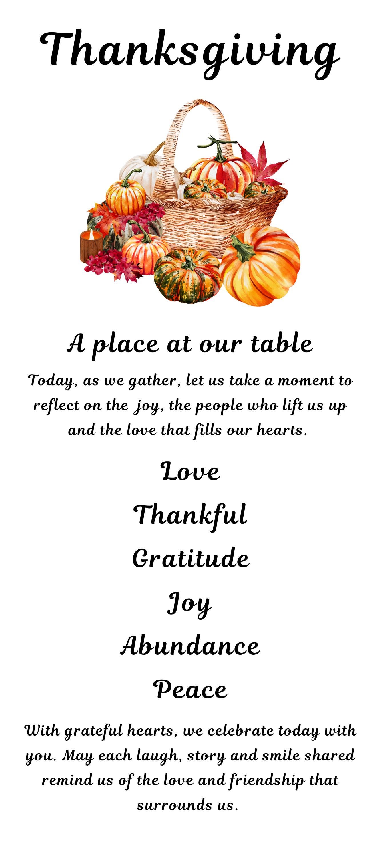 Thanksgiving Gratitude Table Card for Family and Friends Fall Autumn ...