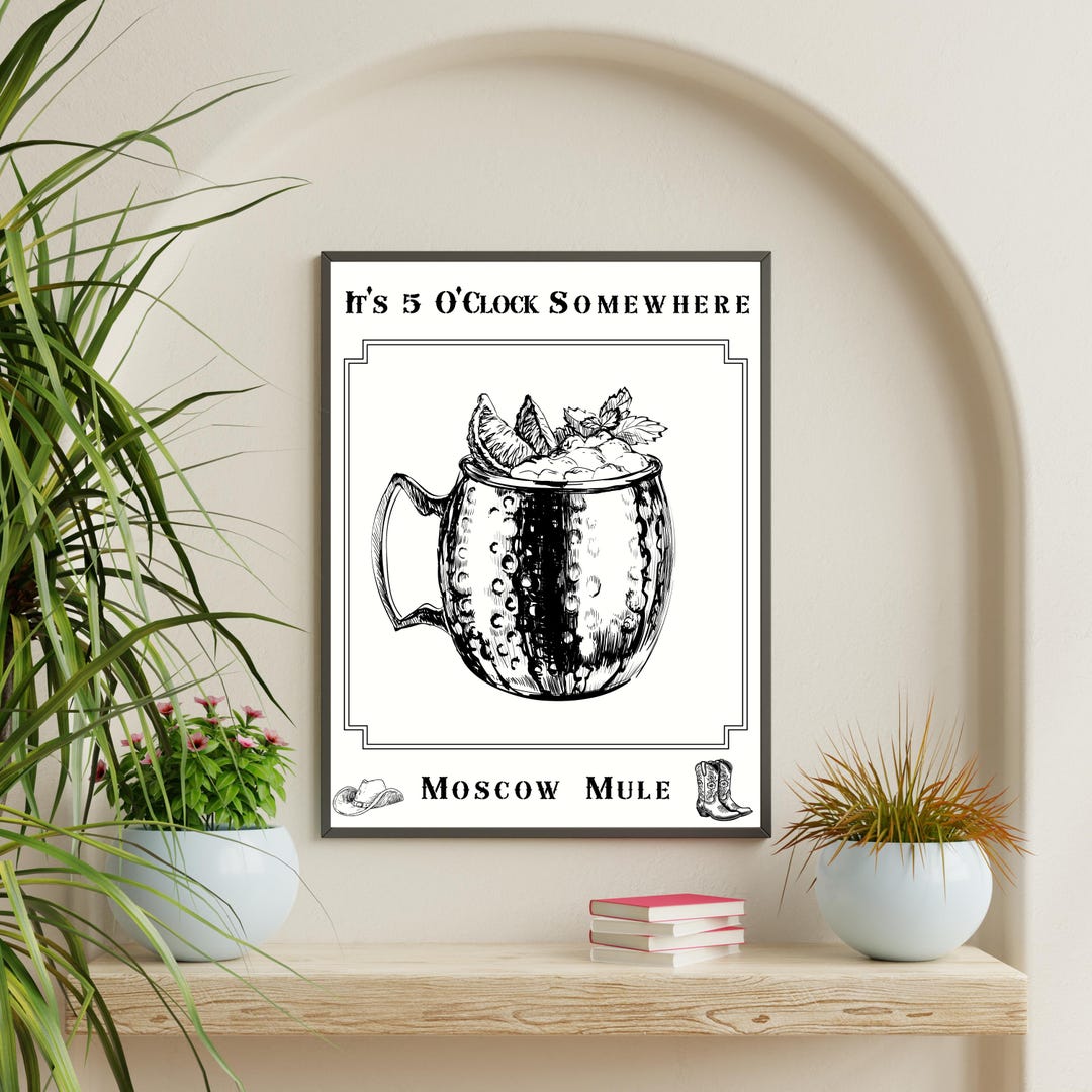 Moscow Mule Cowboy Poster for Country Bar Decor Drink Printable Wall ...