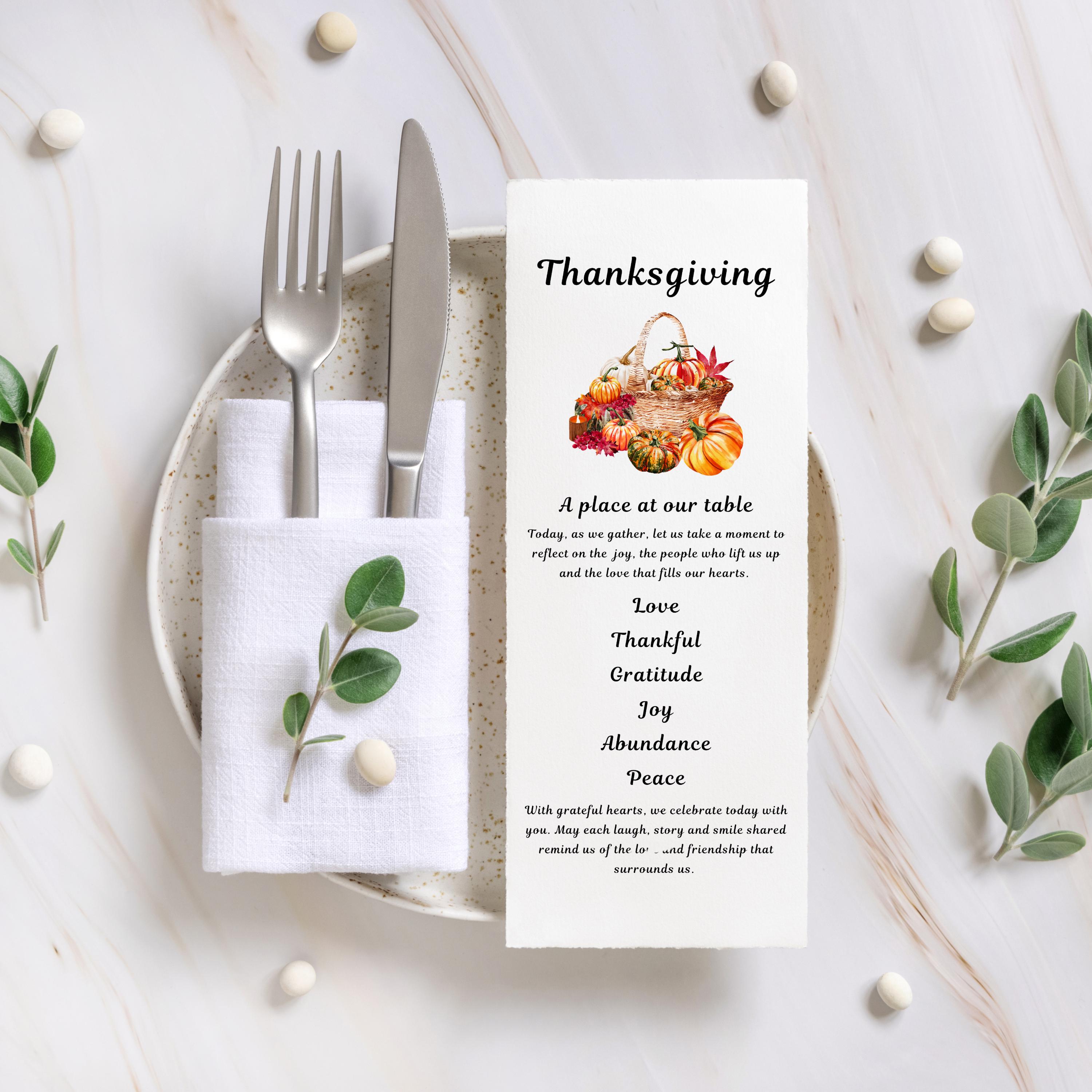 Thanksgiving Gratitude Table Card for Family and Friends Fall Autumn ...