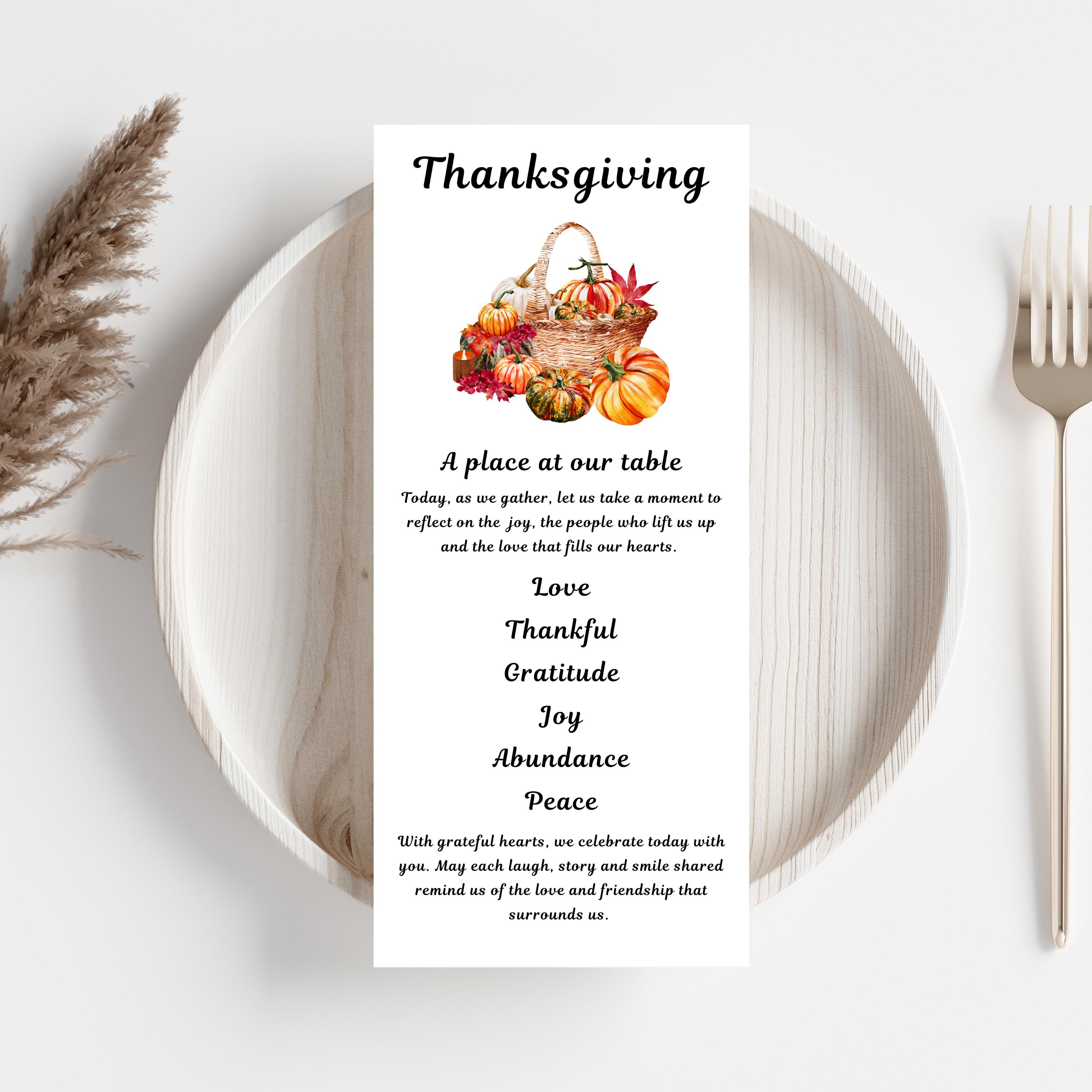 Thanksgiving Gratitude Table Card for Family and Friends Fall Autumn ...