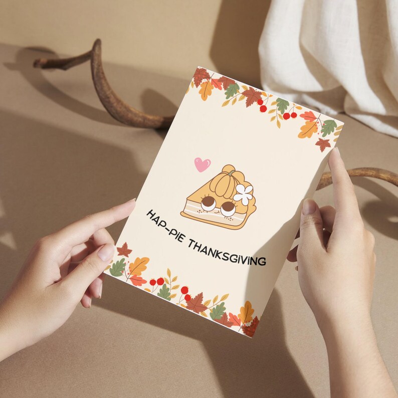 Hap-pie Thanksgiving Card Cute Thanksgiving Printable Editable Digital ...