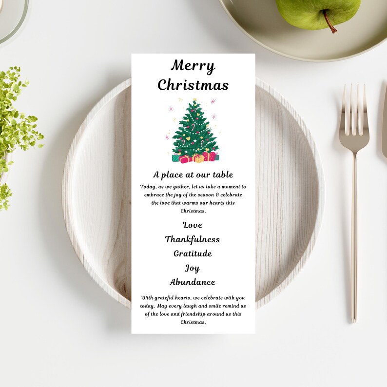 Christmas Table Card Editable Holiday Place Card Festive Table Decor ...