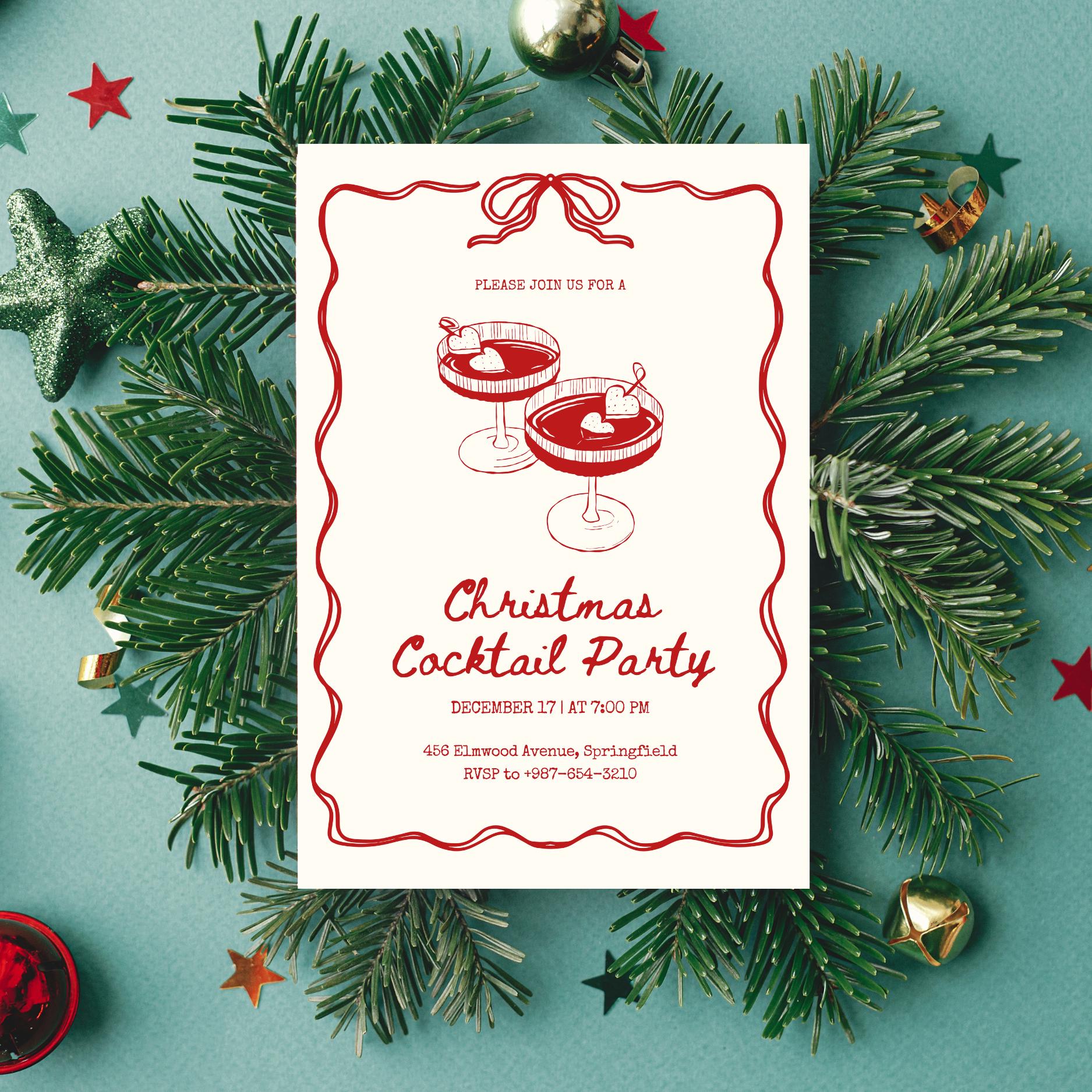 Editable Christmas Cocktail Party Invitation Digital Download Holiday ...