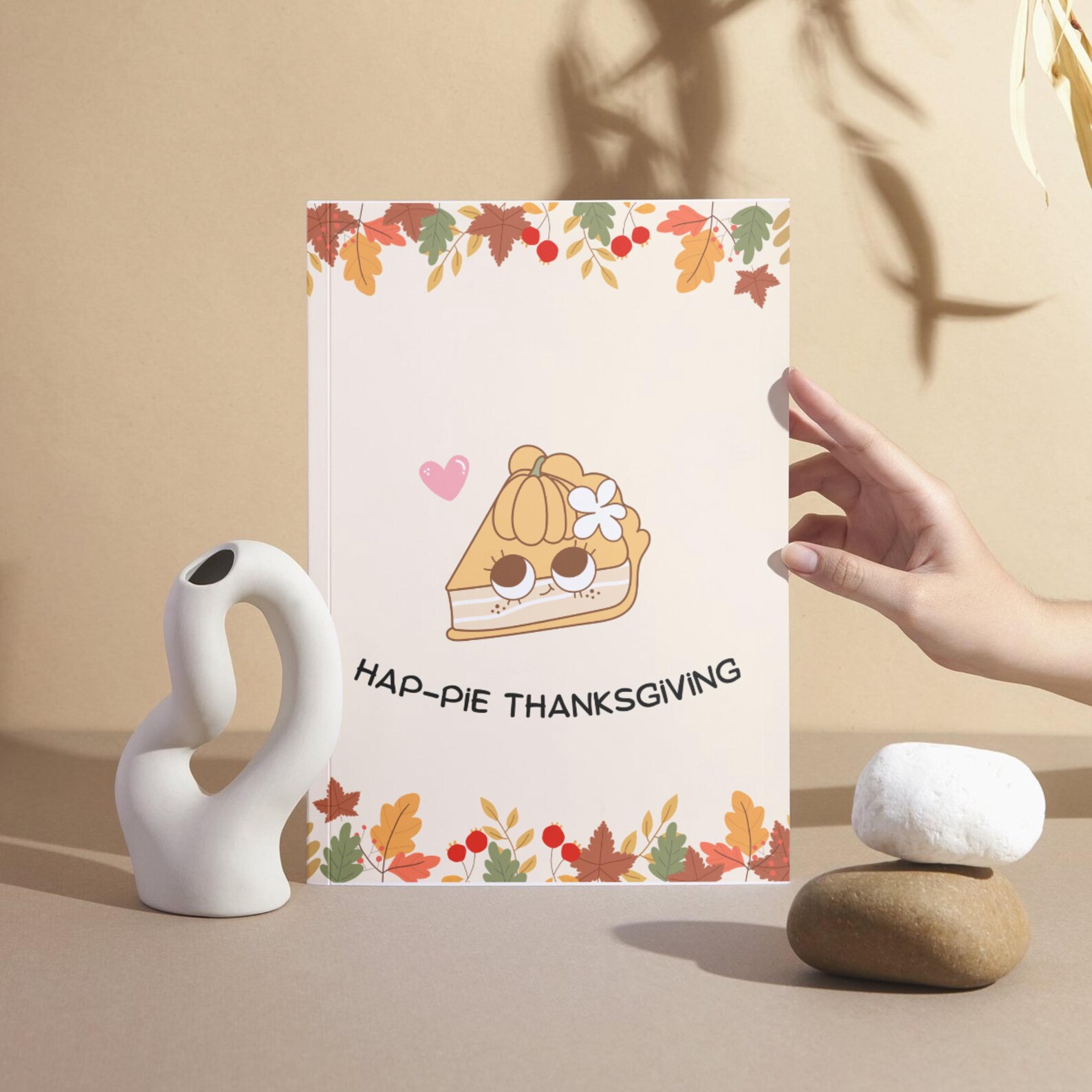 Hap-pie Thanksgiving Card Cute Thanksgiving Printable Editable Digital Pie Card Instant Download ...