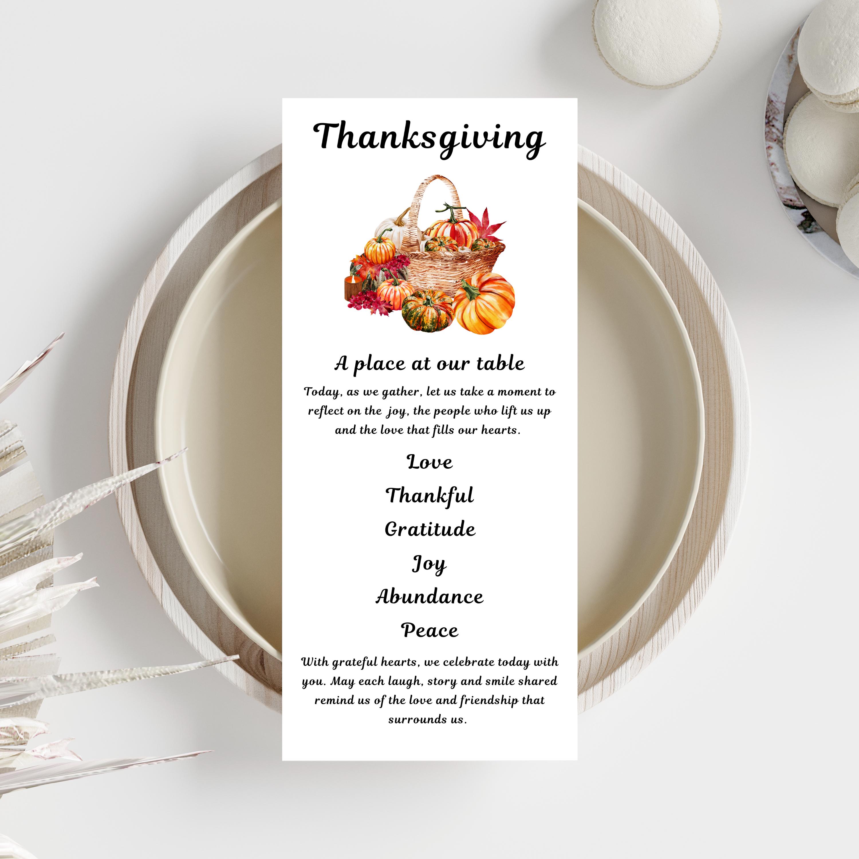 Thanksgiving Gratitude Table Card for Family and Friends Fall Autumn ...