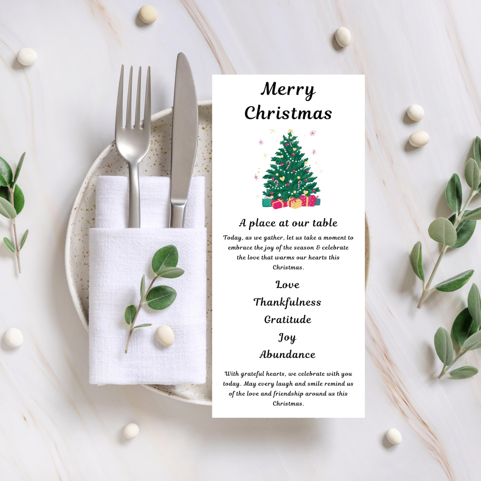 Christmas Table Card Editable Holiday Place Card Festive Table Decor ...