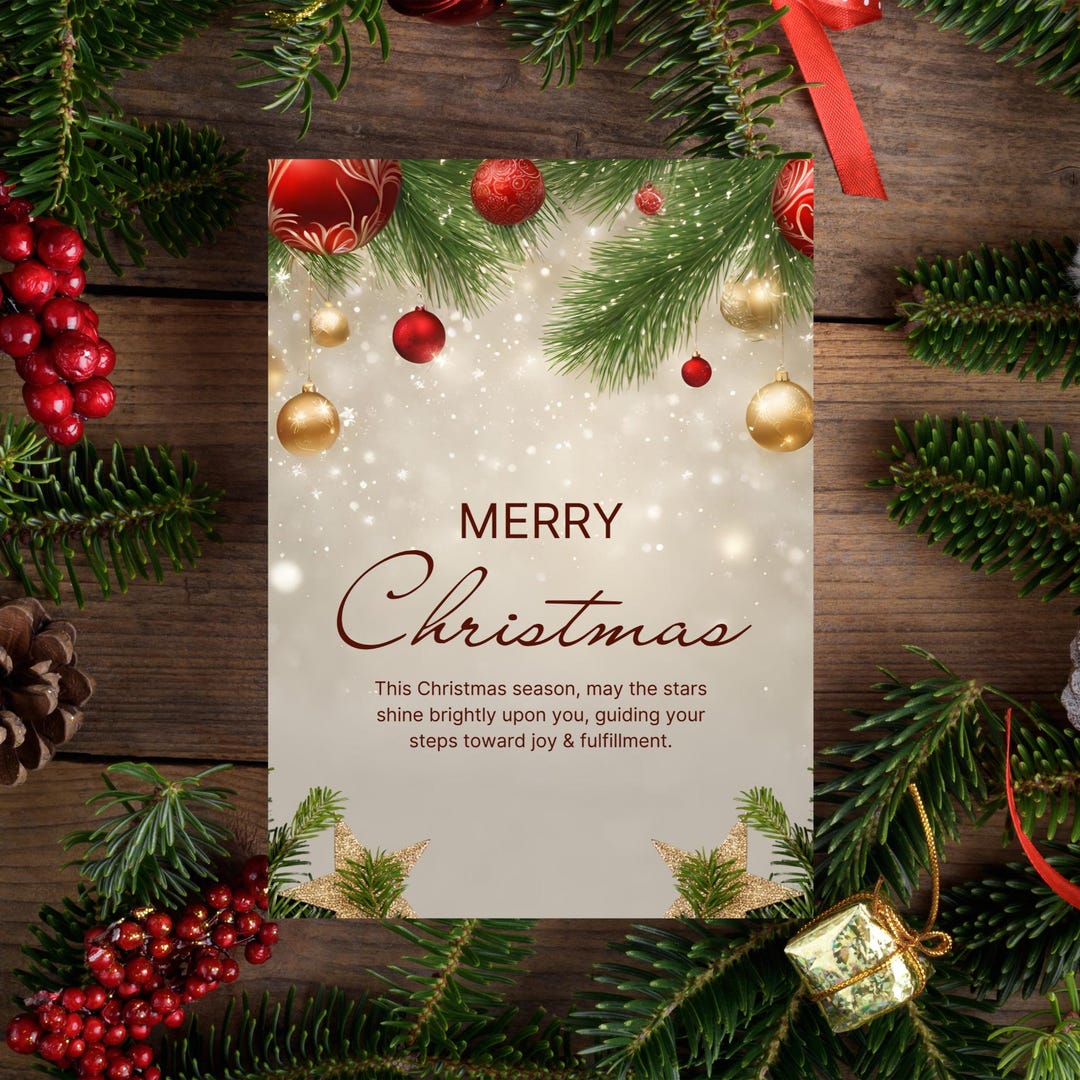 Printable Christmas Card for Festive Holiday Greeting Card for Family ...