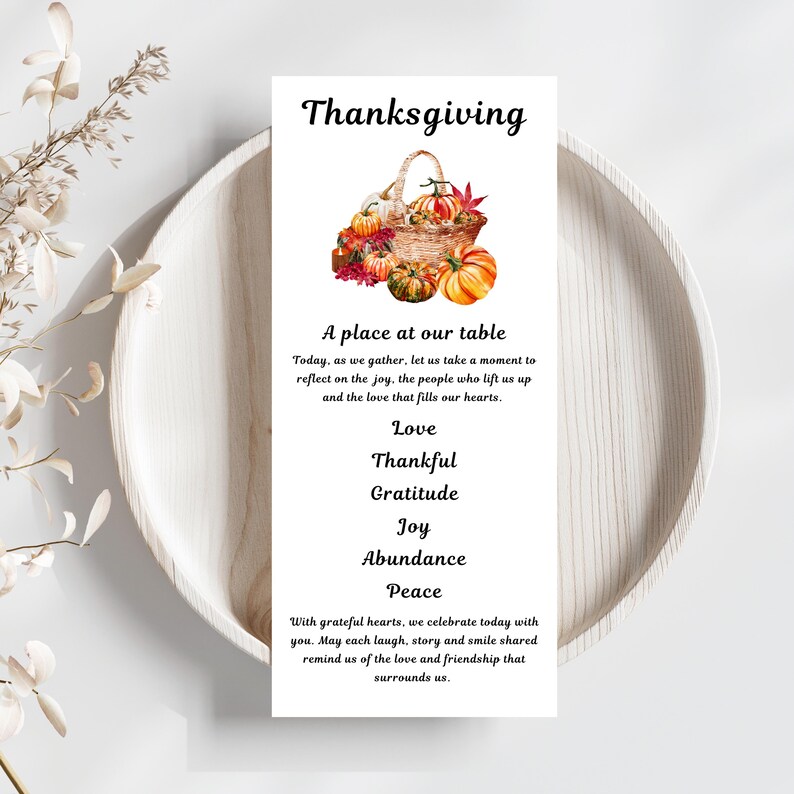 Thanksgiving Gratitude Table Card for Family and Friends Fall Autumn ...