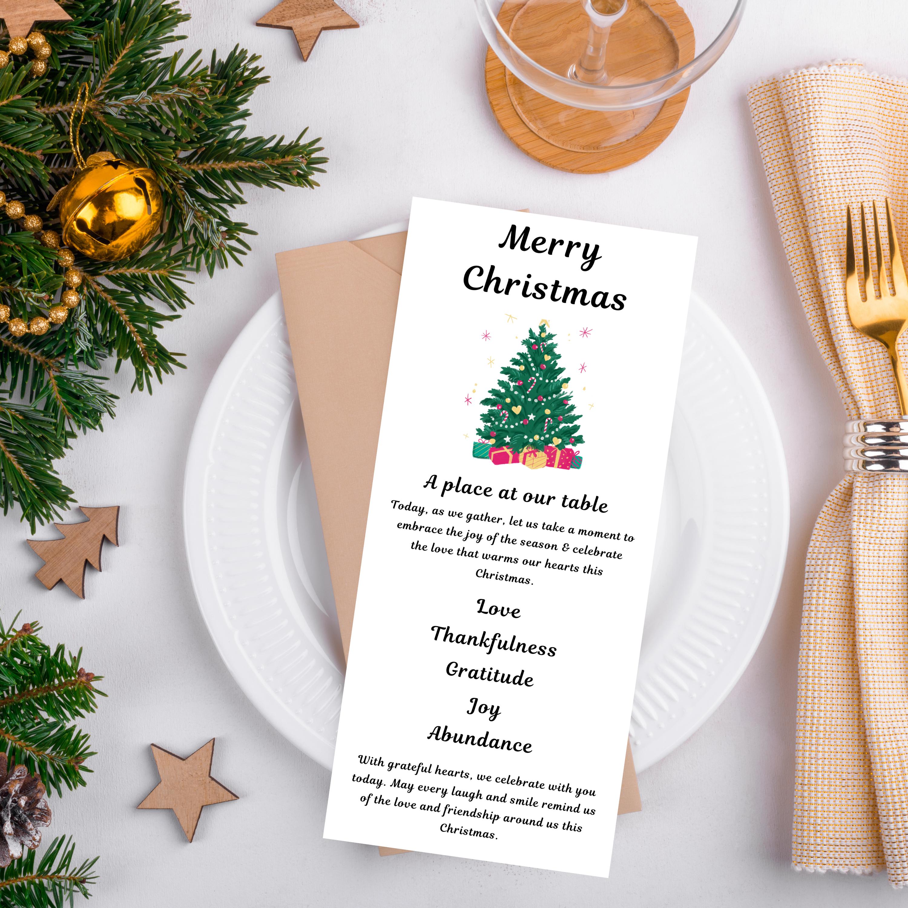 Christmas Table Card Editable Holiday Place Card Festive Table Decor ...