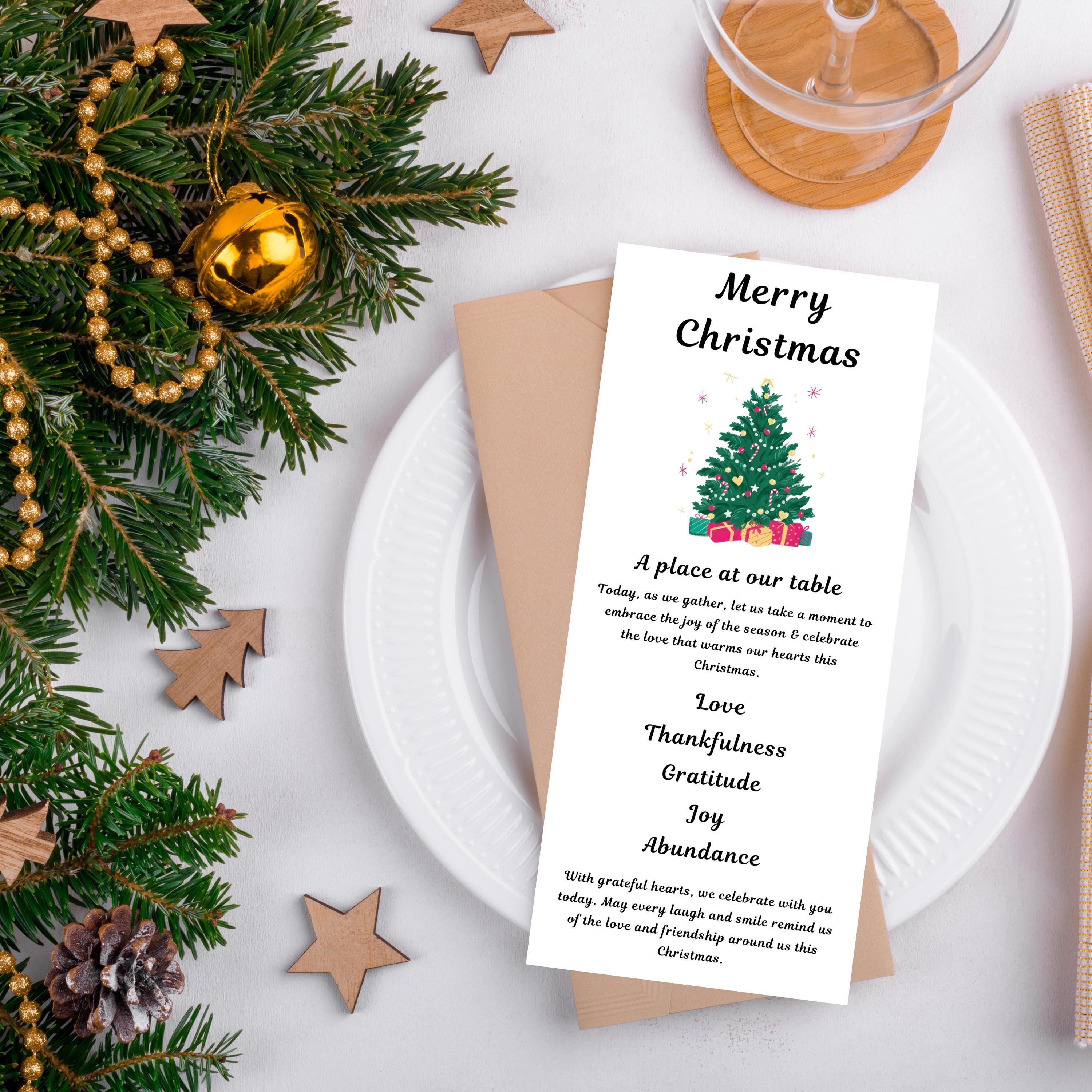 Christmas Table Card Editable Holiday Place Card Festive Table Decor ...