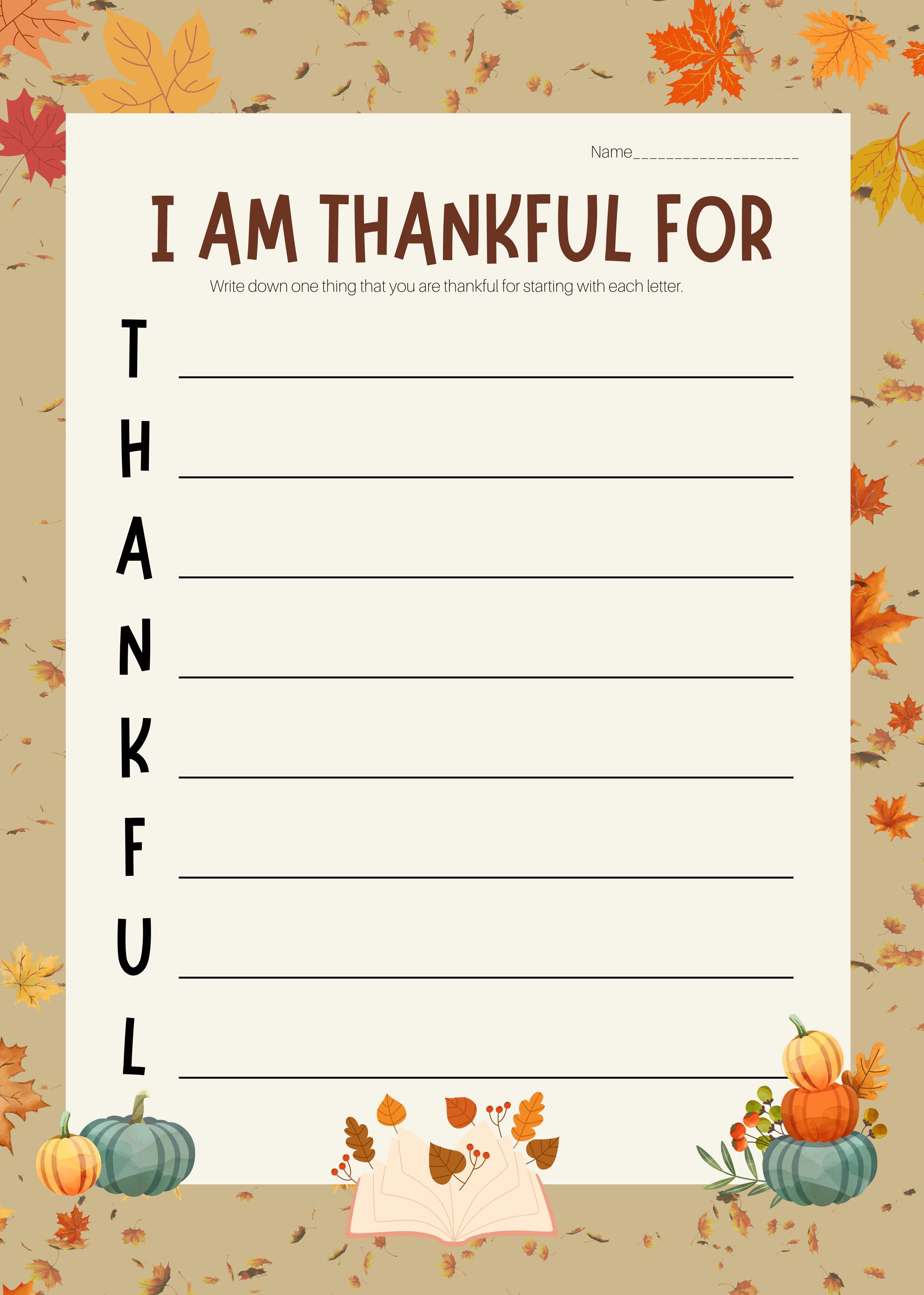 Thanksgiving Thankful List for Family and Friends Show Your Gratitude ...