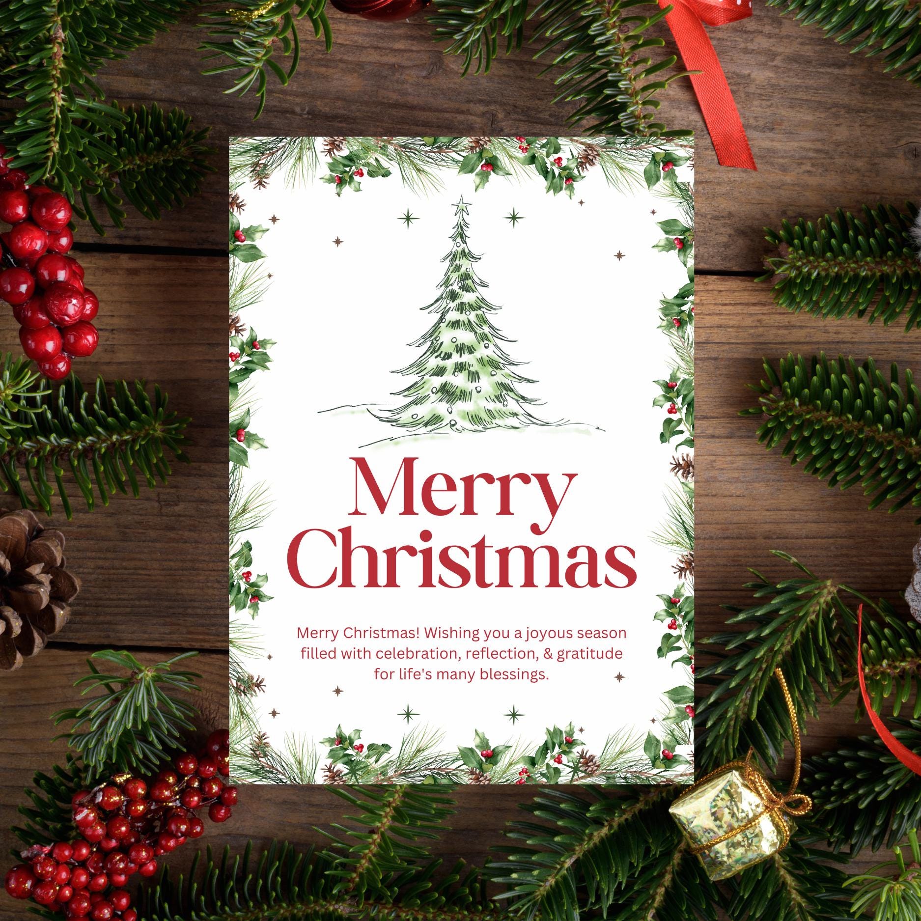 Printable Christmas Pamphlet Digital Download Festive Holiday Message ...