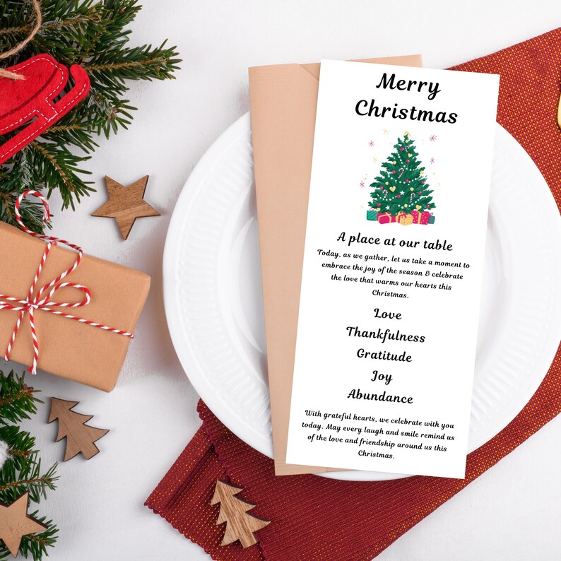 Christmas Table Card Editable Holiday Place Card Festive Table Decor ...