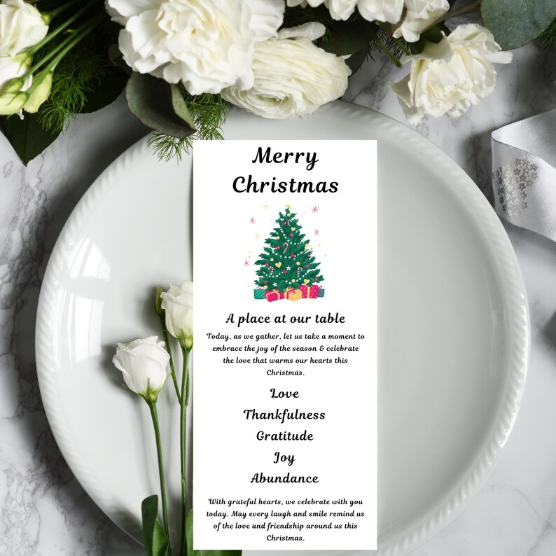 Christmas Table Card Editable Holiday Place Card Festive Table Decor ...