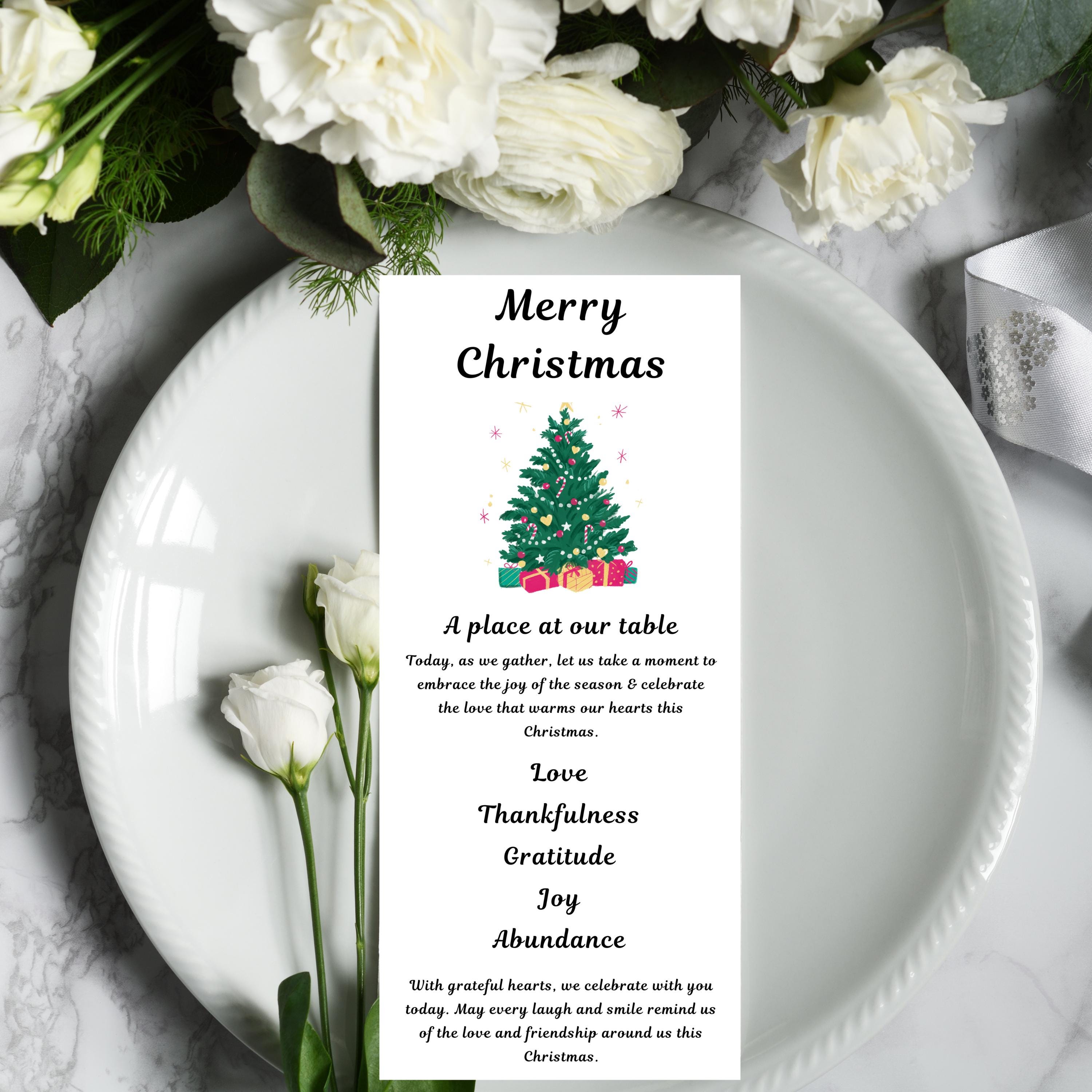 Christmas Table Card Editable Holiday Place Card Festive Table Decor ...