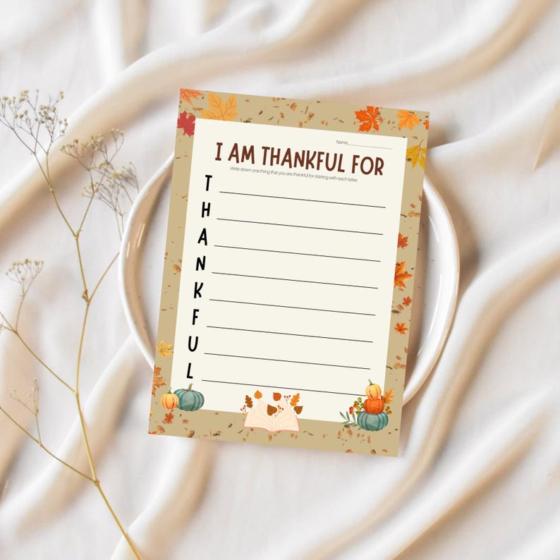 Thanksgiving Thankful List for Family and Friends Show Your Gratitude ...